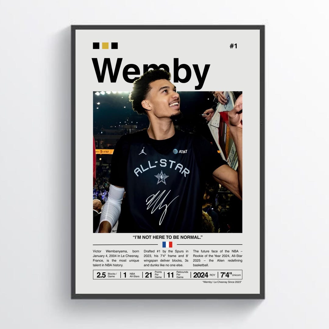 Wembanyama Poster | Wemby Print | NBA Poster | NBA Wall Art | NBA ...