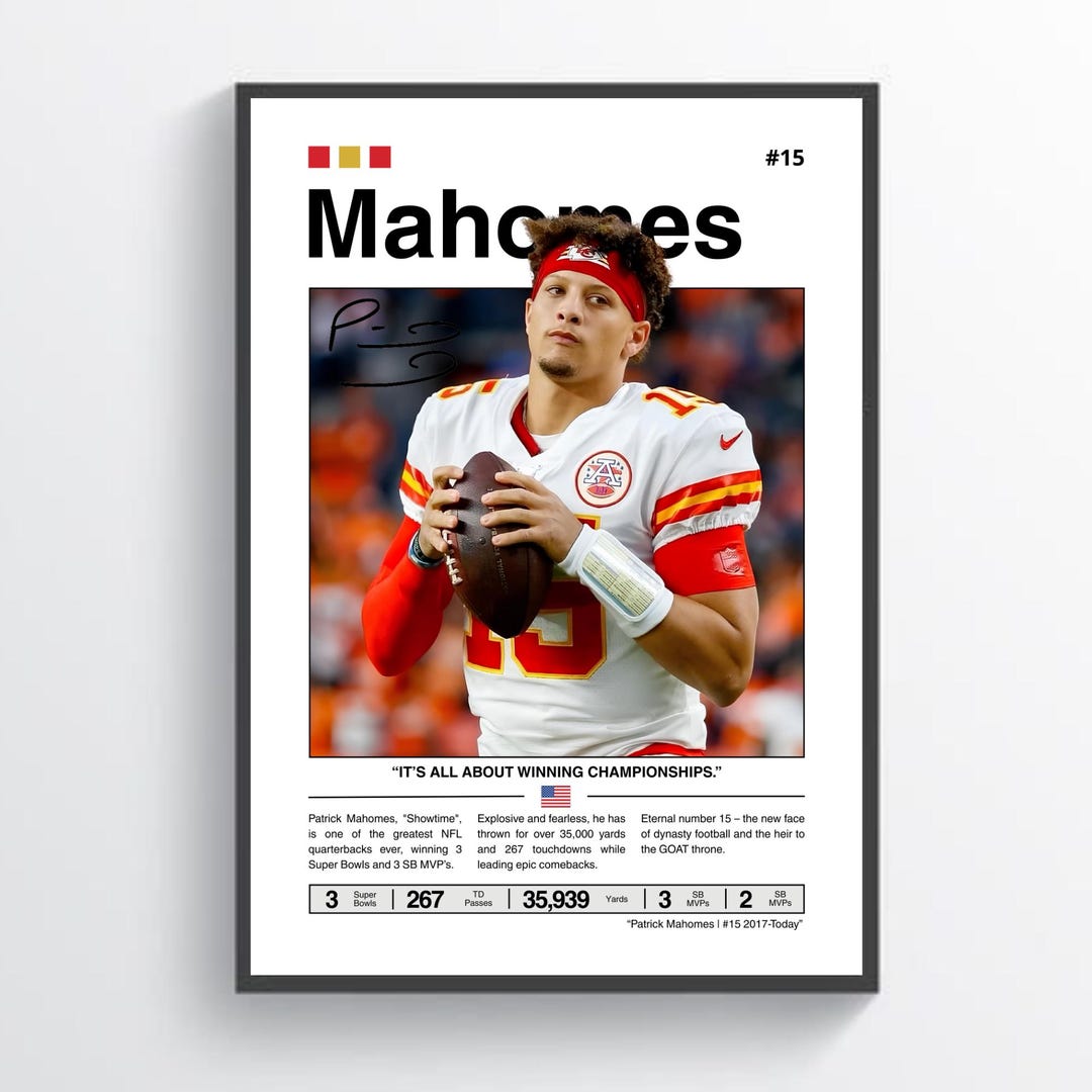 Patrick Mahomes Poster | Patrick Mahomes Print | NFL Poster | NFL Print ...