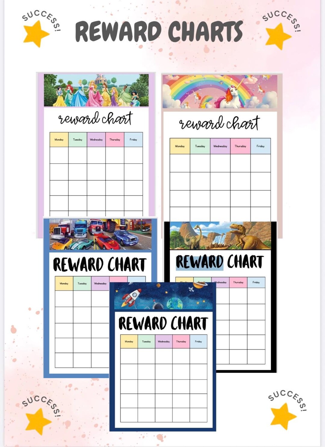 Kids Themed Reward Charts, Printable Chore Chart (PDF) - Etsy UK