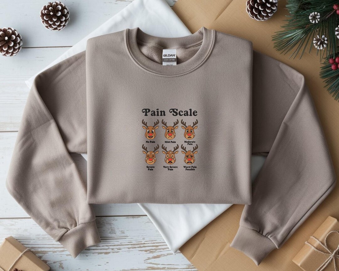 Funny Pain Scale Reindeer Christmas Sweatshirt, Nurse Doctor Gift - Etsy