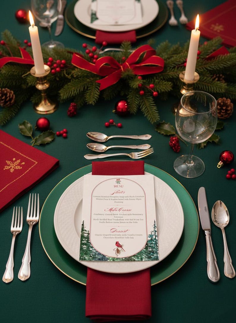 Editable Winter Party Menu Template | Printable Christmas Dinner Menu ...