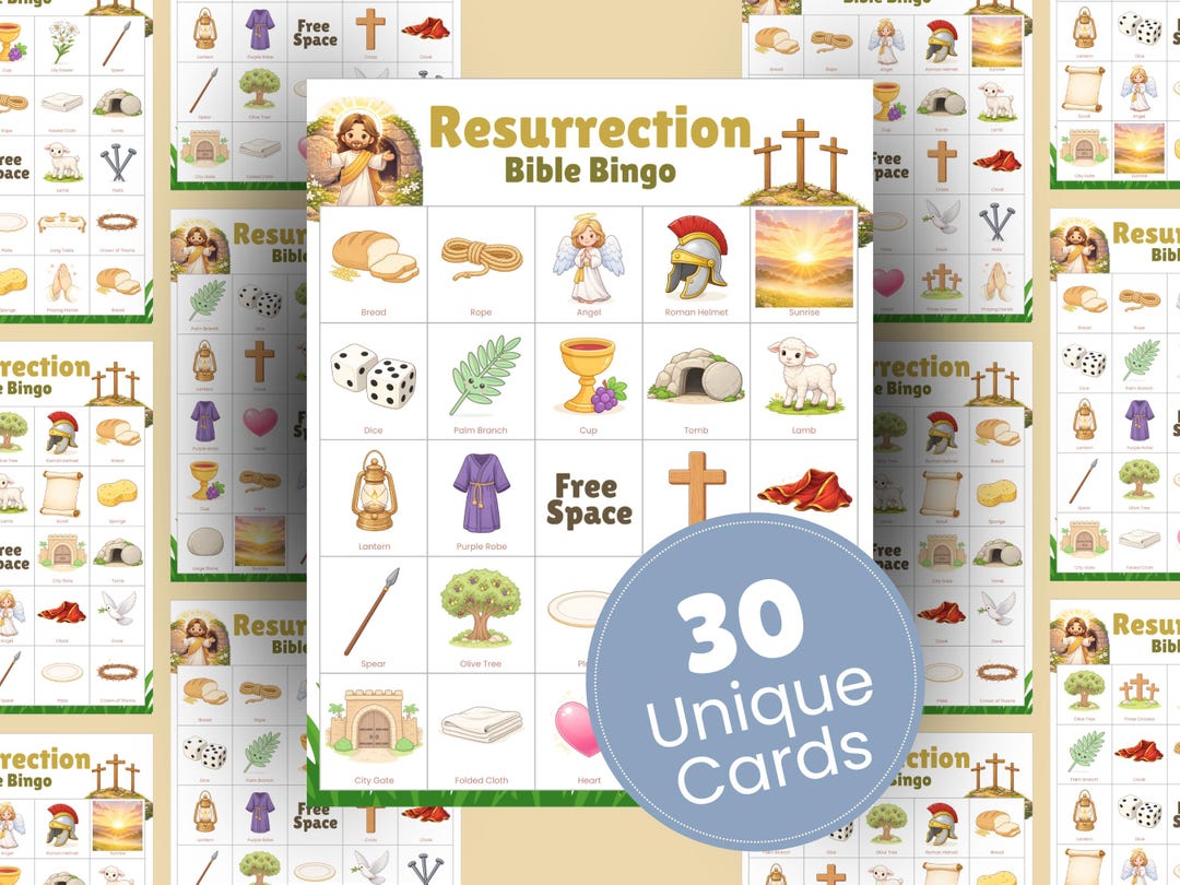 Resurrection Bingo Cards Religious Easter Story Bible Bingo Christian ...