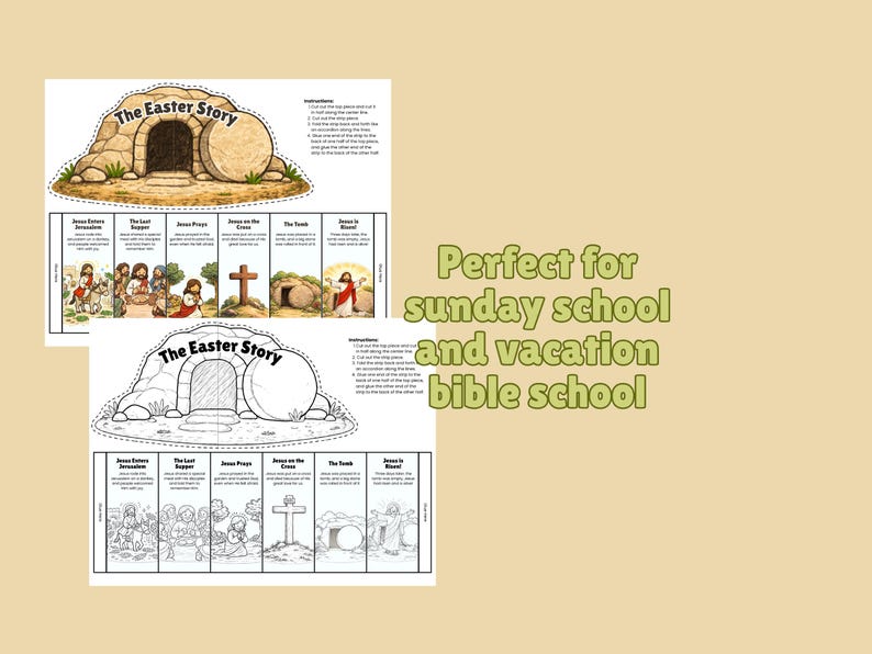 Easter Story Folding Surprise Craft Holy Week Story Bible Printable ...