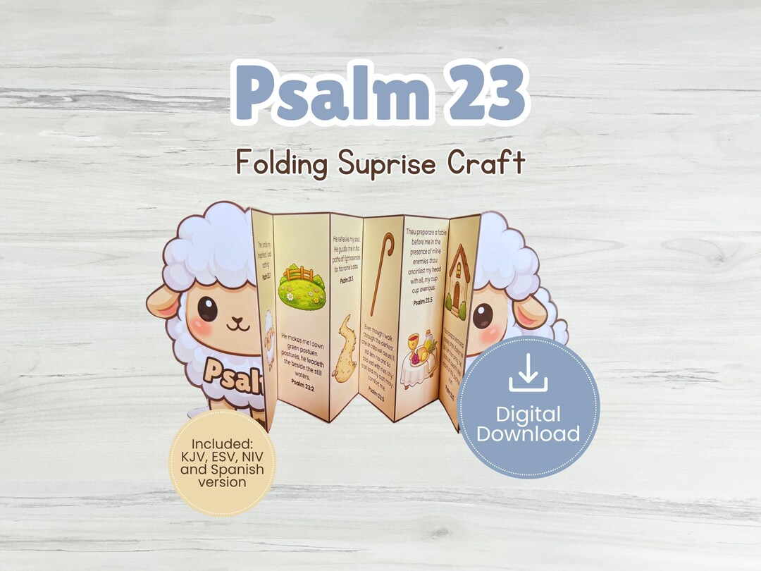 Psalm 23 Folding Surprise Craft Bible Printable Activity VBS Sunday ...