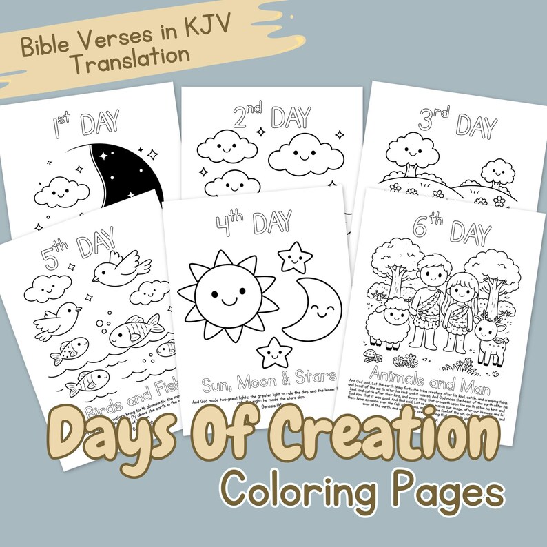 Days of Creation Coloring Book | KJV Bible Verses (digital Download) - Etsy