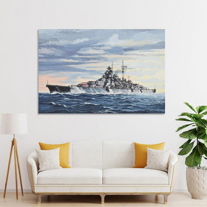 German Bismarck Battleship Wall Art Poster Scroll Picture Print Living ...