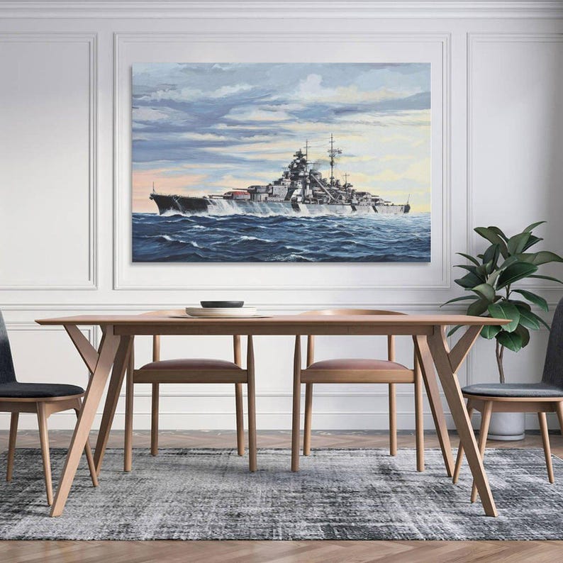 German Bismarck Battleship Wall Art Poster Scroll Picture Print Living ...