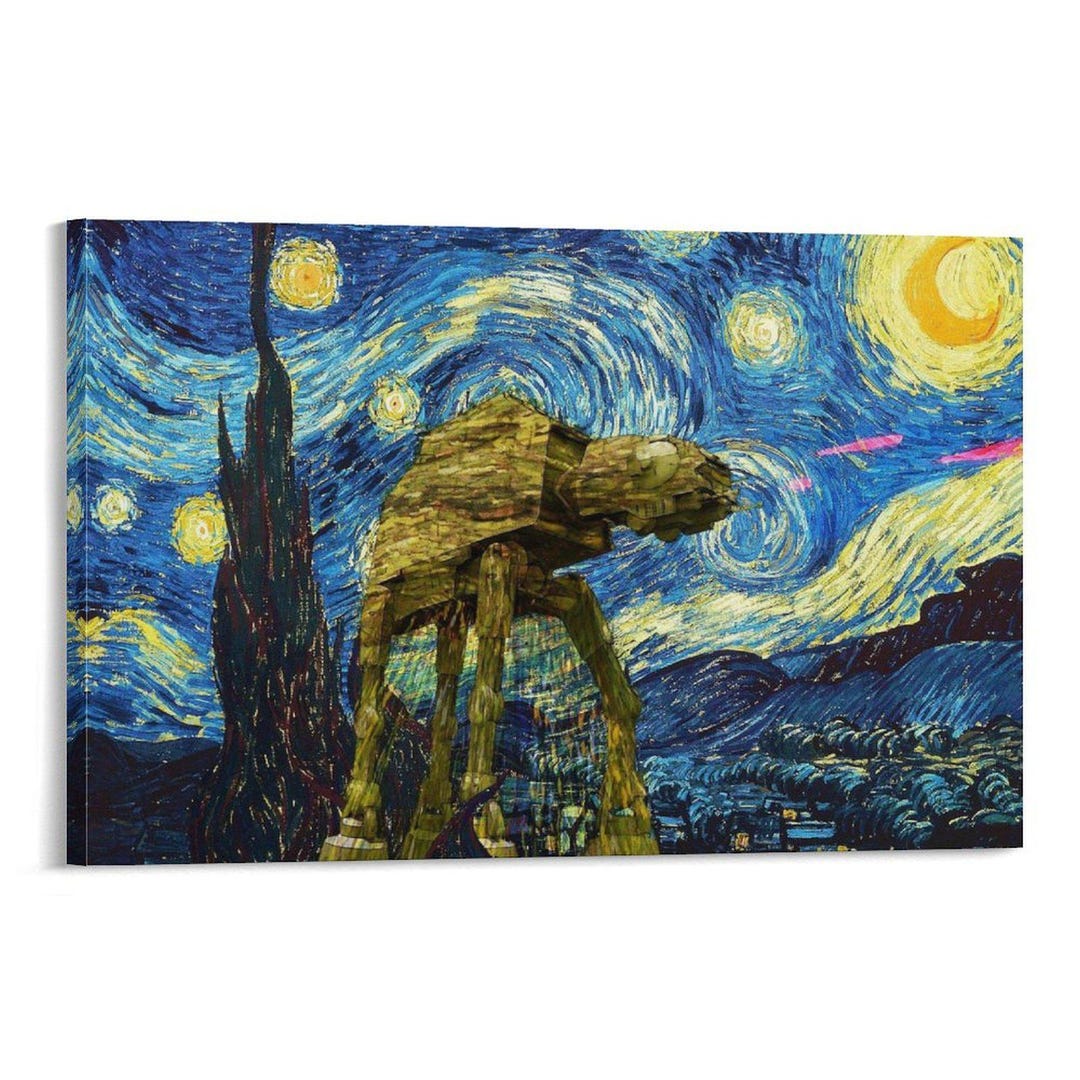 Van Gogh Starry Night At-at Poster Wall Art Poster Scroll Picture Print ...