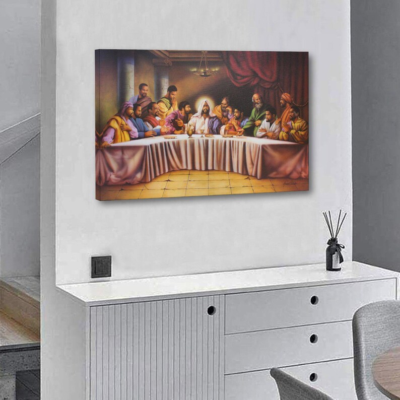 African American JESUS Last Supper Wall Art Poster Scroll Picture Print ...