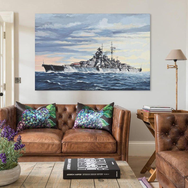German Bismarck Battleship Wall Art Poster Scroll Picture Print Living ...
