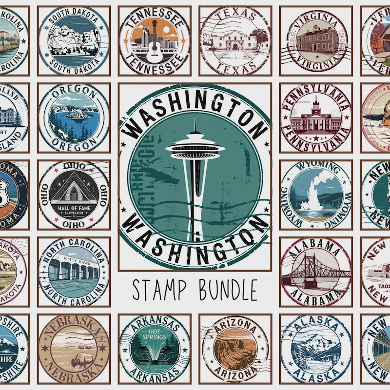 Usa Stamp Map Print - Etsy