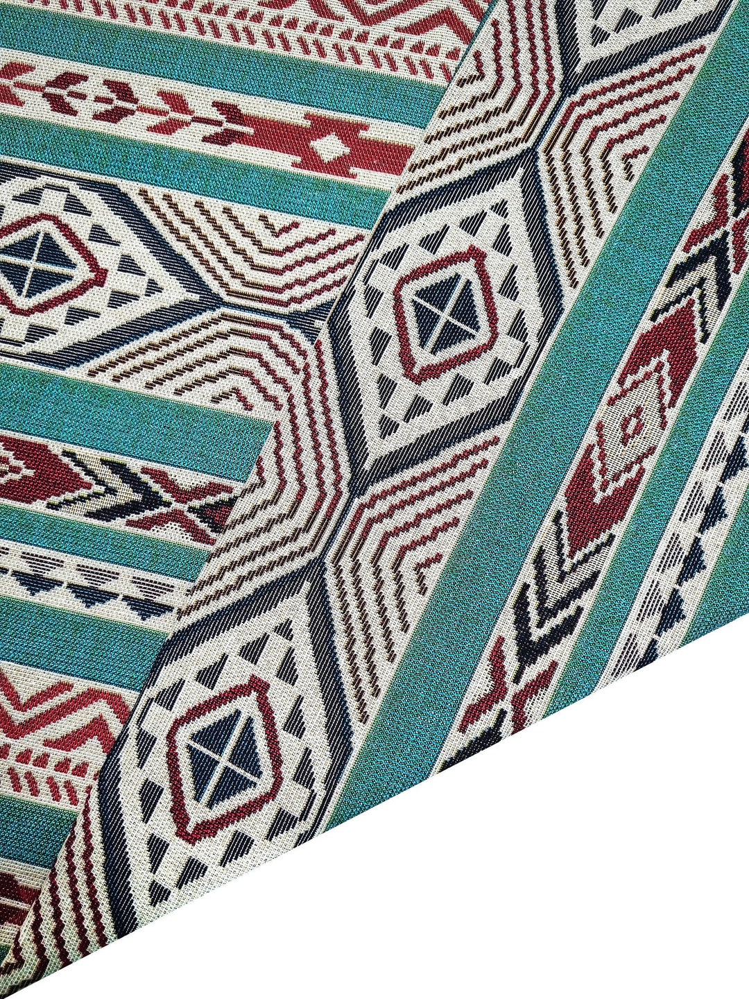 Thai Woven Fabric, Green, White, Geometric, Tribal,native Cotton ...