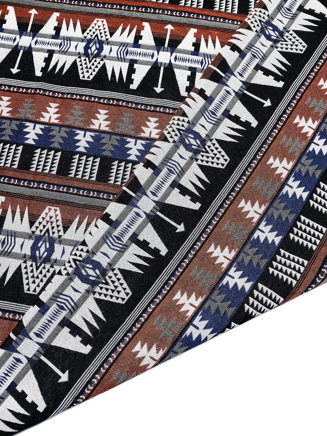 Thai Baumwollstoff gewebt, braun & blau geometrisches Muster Tribal ...