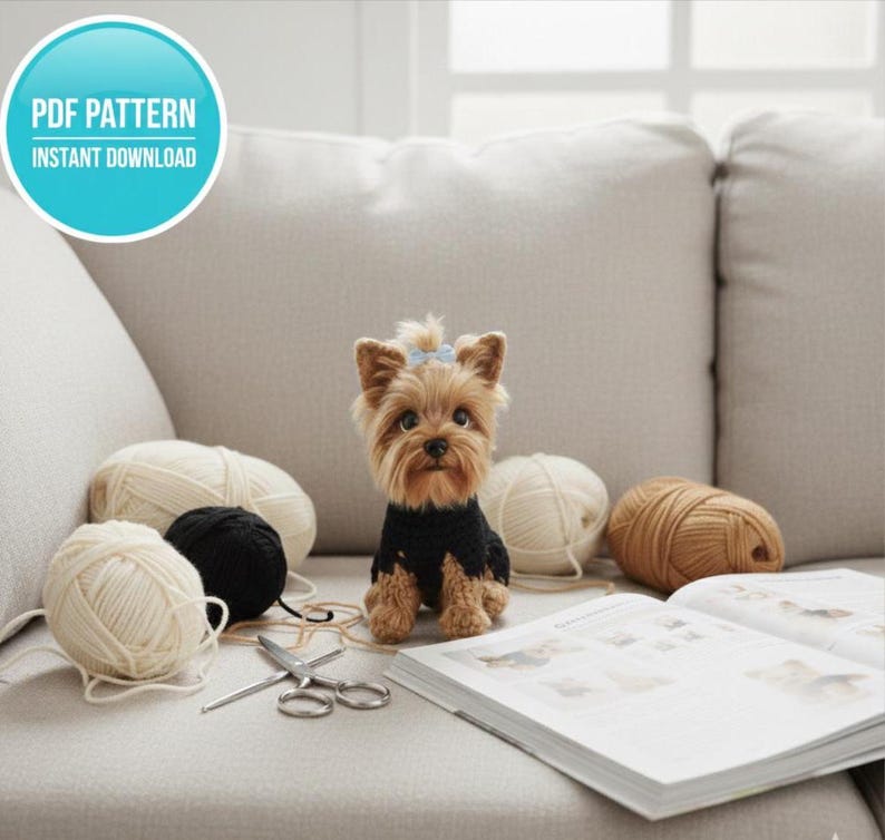 Yorkshire Terrier Crochet Pattern PDF, Realistic Yorkie Amigurumi Dog ...
