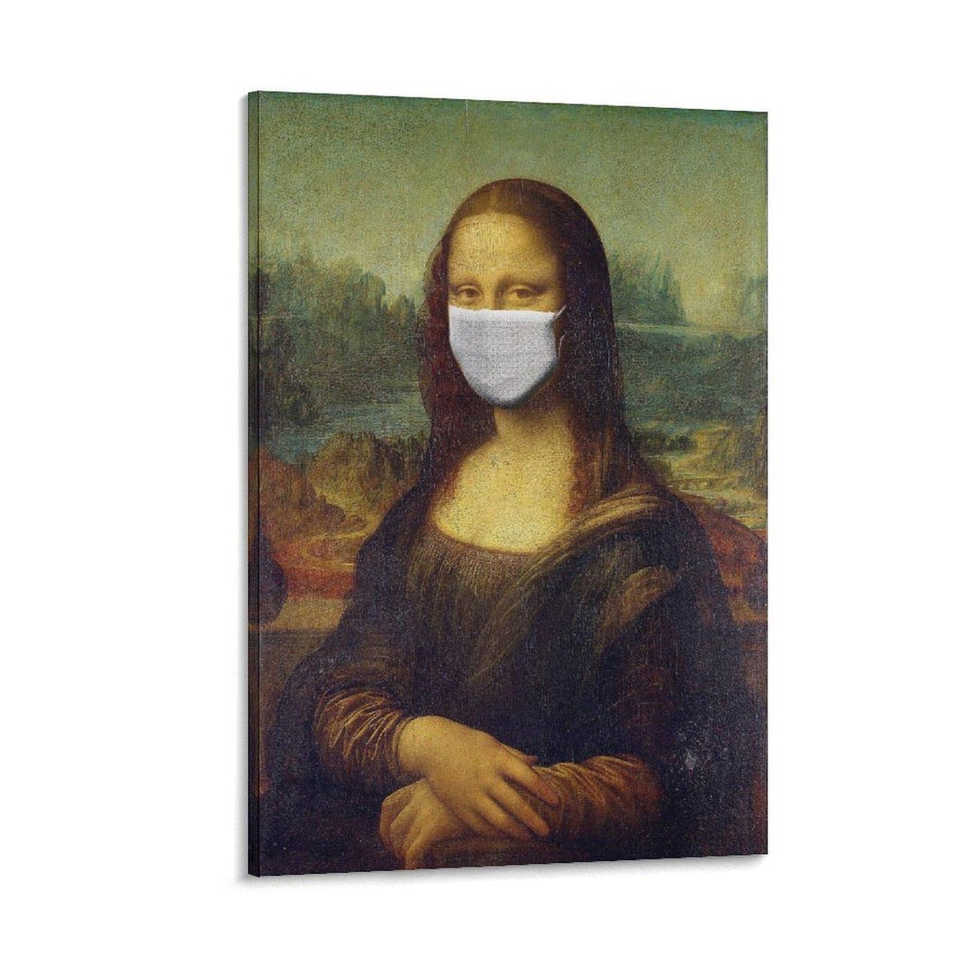 Mona Lisa Wearing a Mask Canvas Wall Art Painting Canvas Gift Living ...