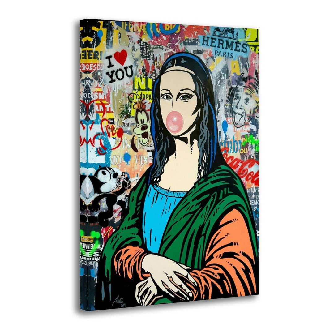 Alec-monopols Mona Lisa Modern Graffiti Wall Art Painting Canvas Gift ...