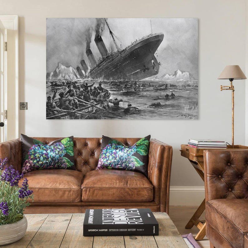 Fkknpvr Sinking of the Titanic Poster Wall Art Painting Canvas Gift ...