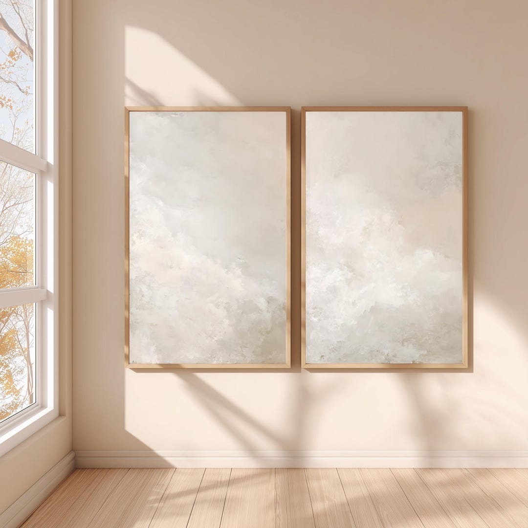 Mindfulness Abstract Wall Art in Soft Ivory and Cream Tones, Minimal ...