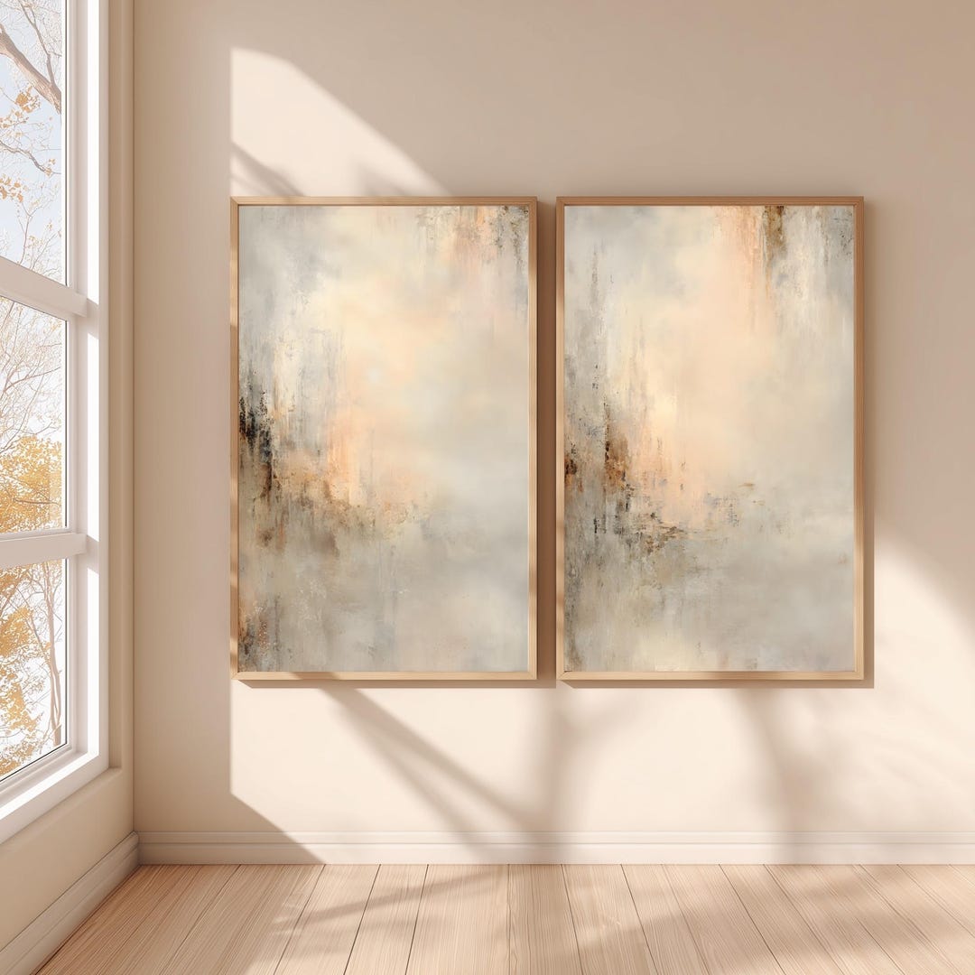 Mist Light – Mindfulness Abstract Wall Art, Soft Neutral Minimal Print ...