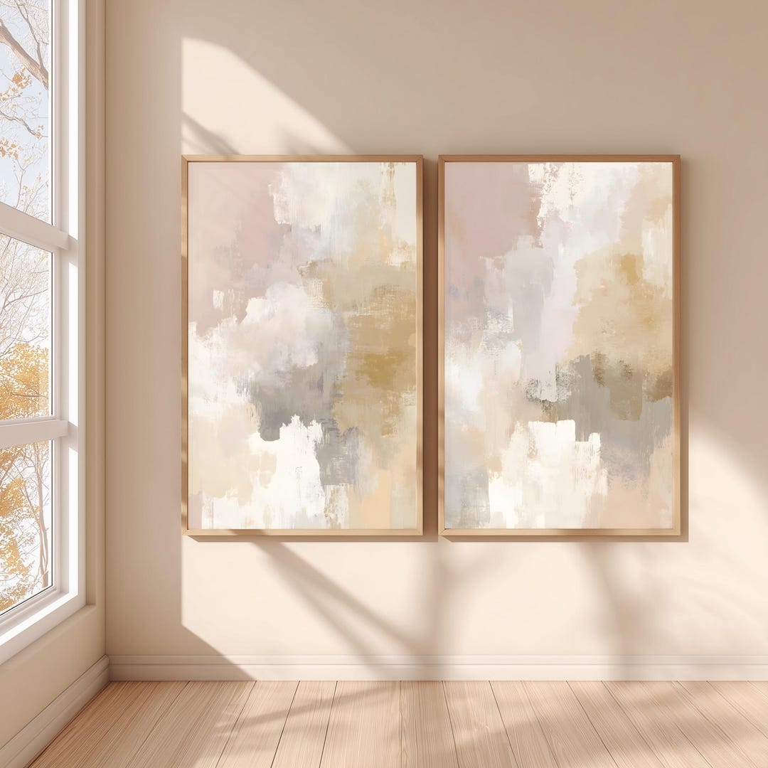 Mindfulness Abstract Wall Art in Warm Sand Tones, Color Field ...