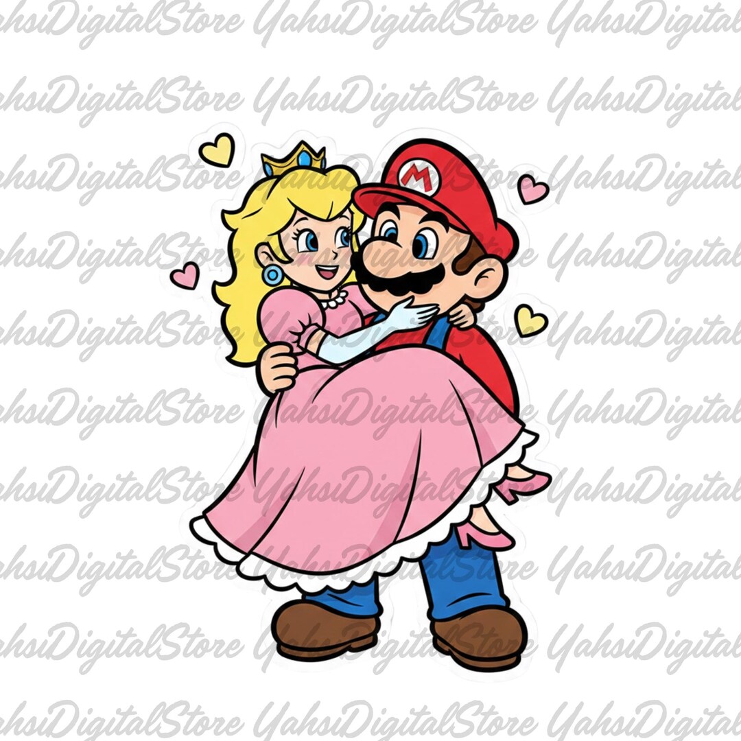 Mario Carrying Peach PNG | Valentine Nintendo Love Art - Etsy
