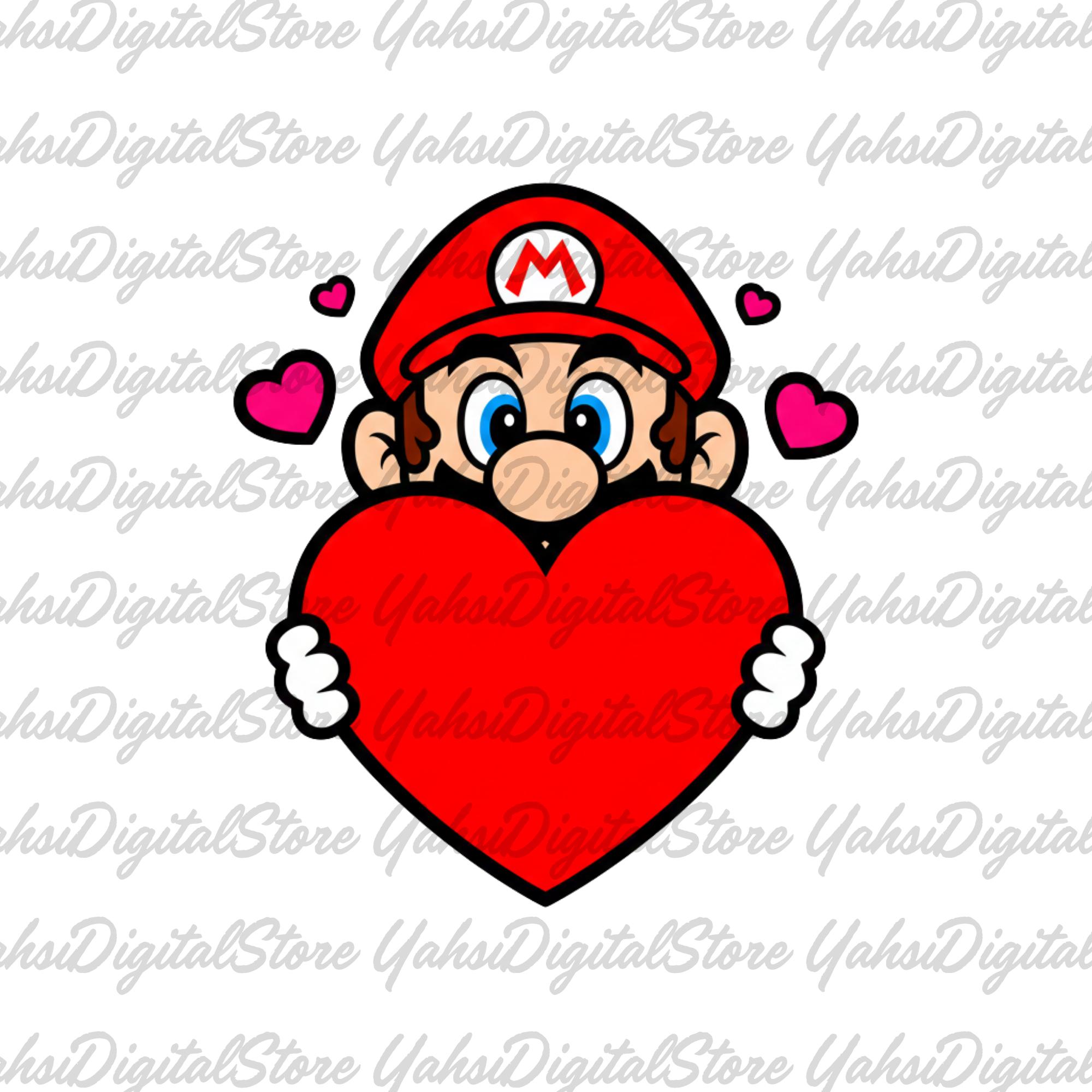 Funny Mario Peek Heart Valentine PNG – Playful Love Design - Etsy