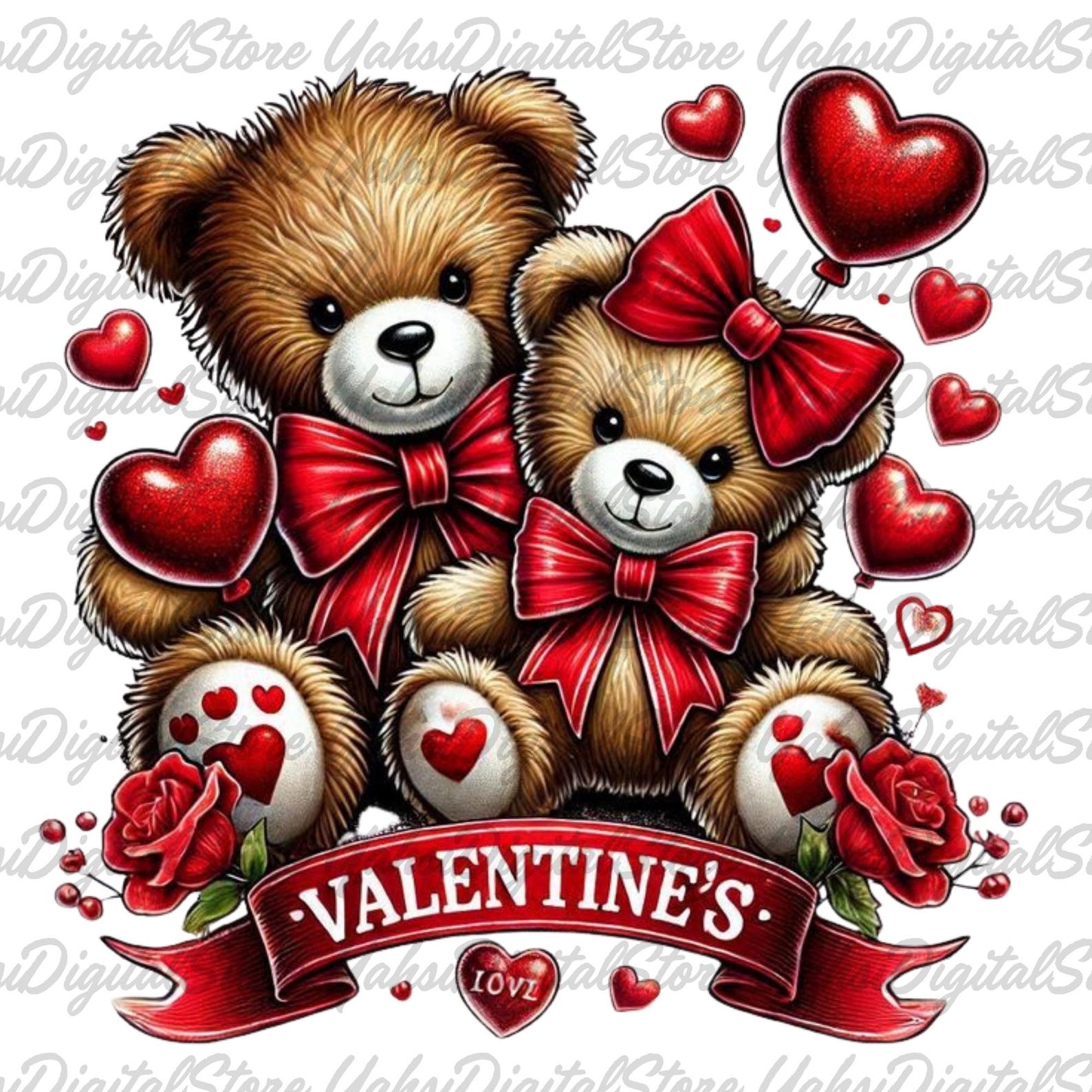 Valentine Teddy Bears PNG, Cute Bear Couple Clipart, Romantic Love ...