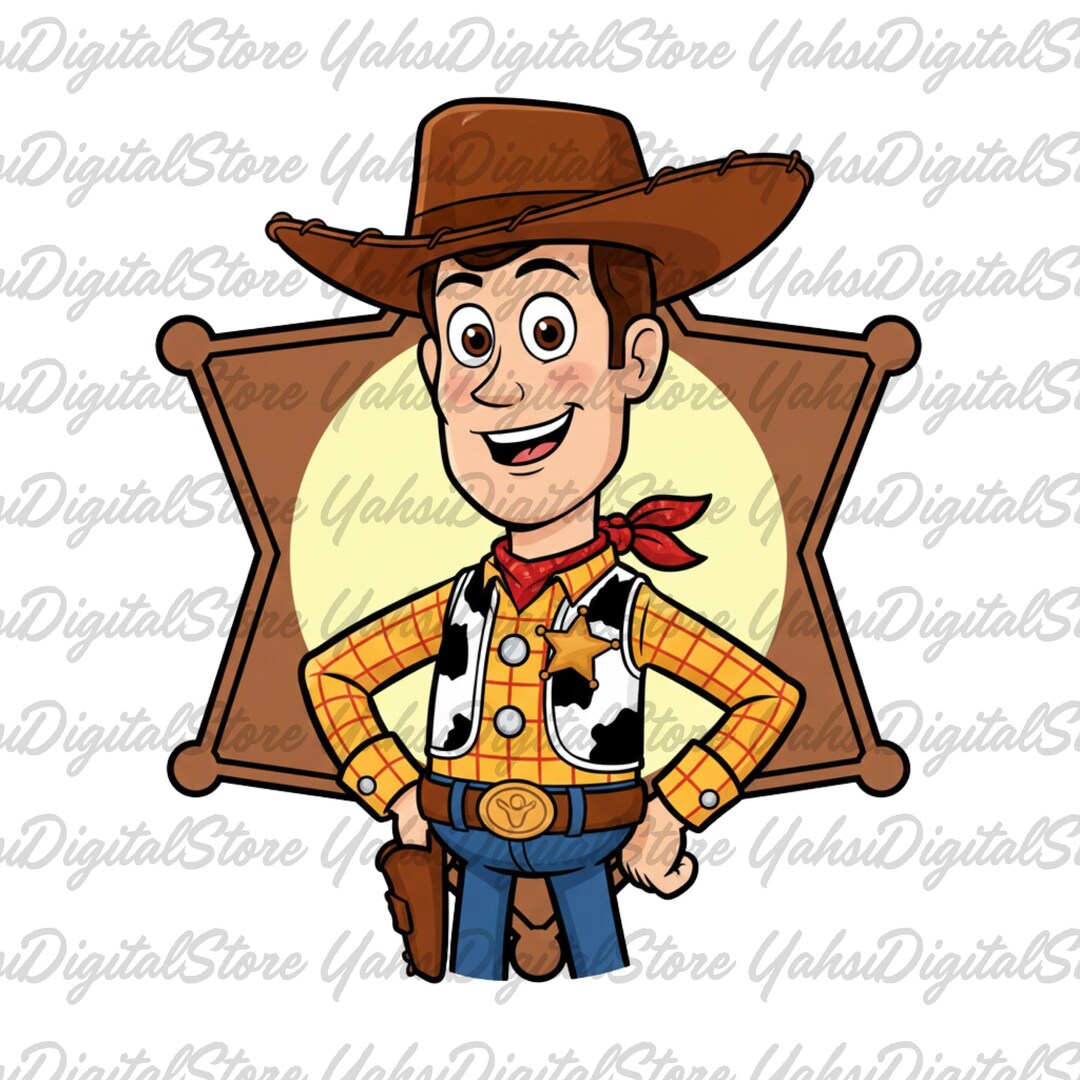 Woody Rookie Sheriff Cartoon PNG – Toy Story Cowboy Character Design - Etsy