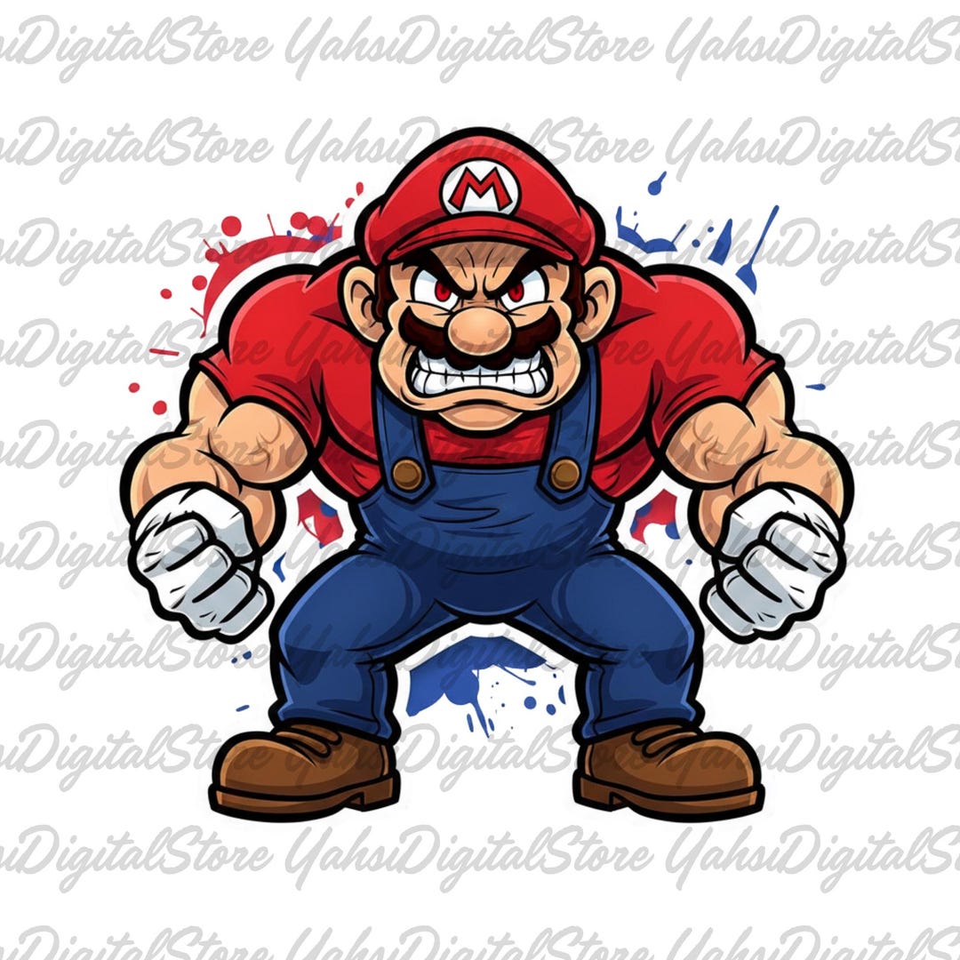Mario Rage Mode PNG – Aggressive Gamer Energy Street Style - Etsy