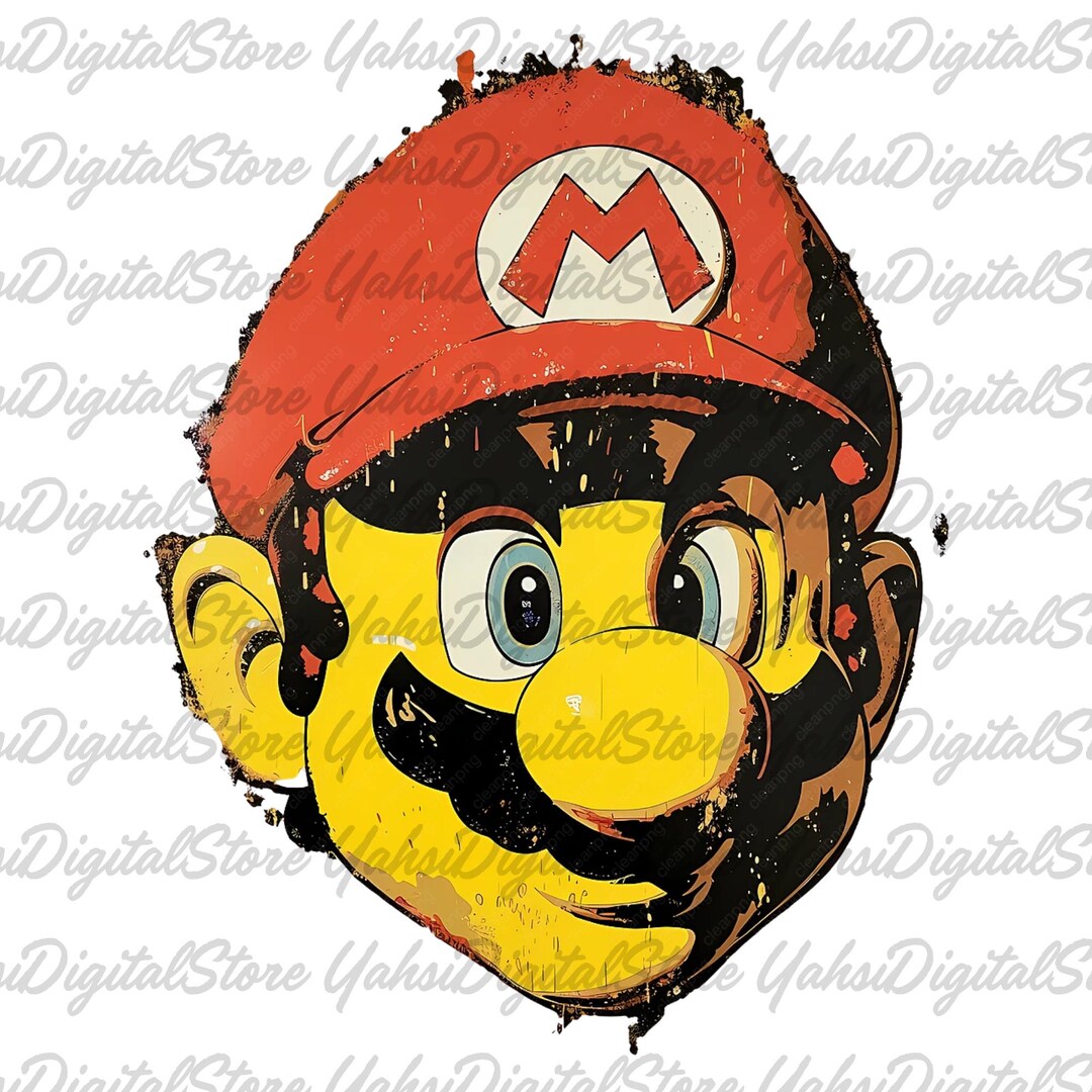 Super Mario Retro Clipart, Distressed Png (digital Download) - Etsy ...