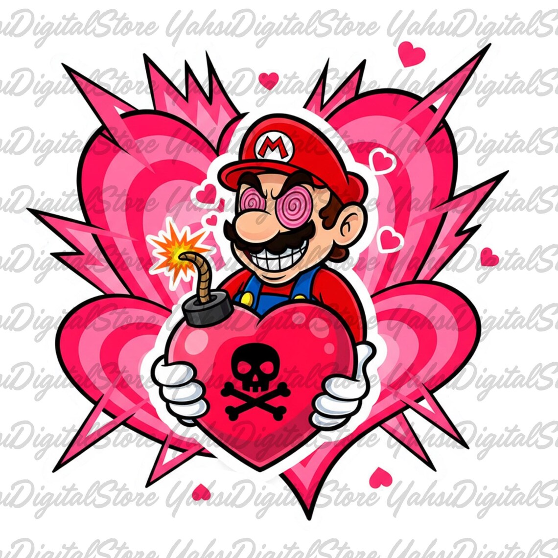 MARIO Psycho Lover Valentine PNG - Etsy