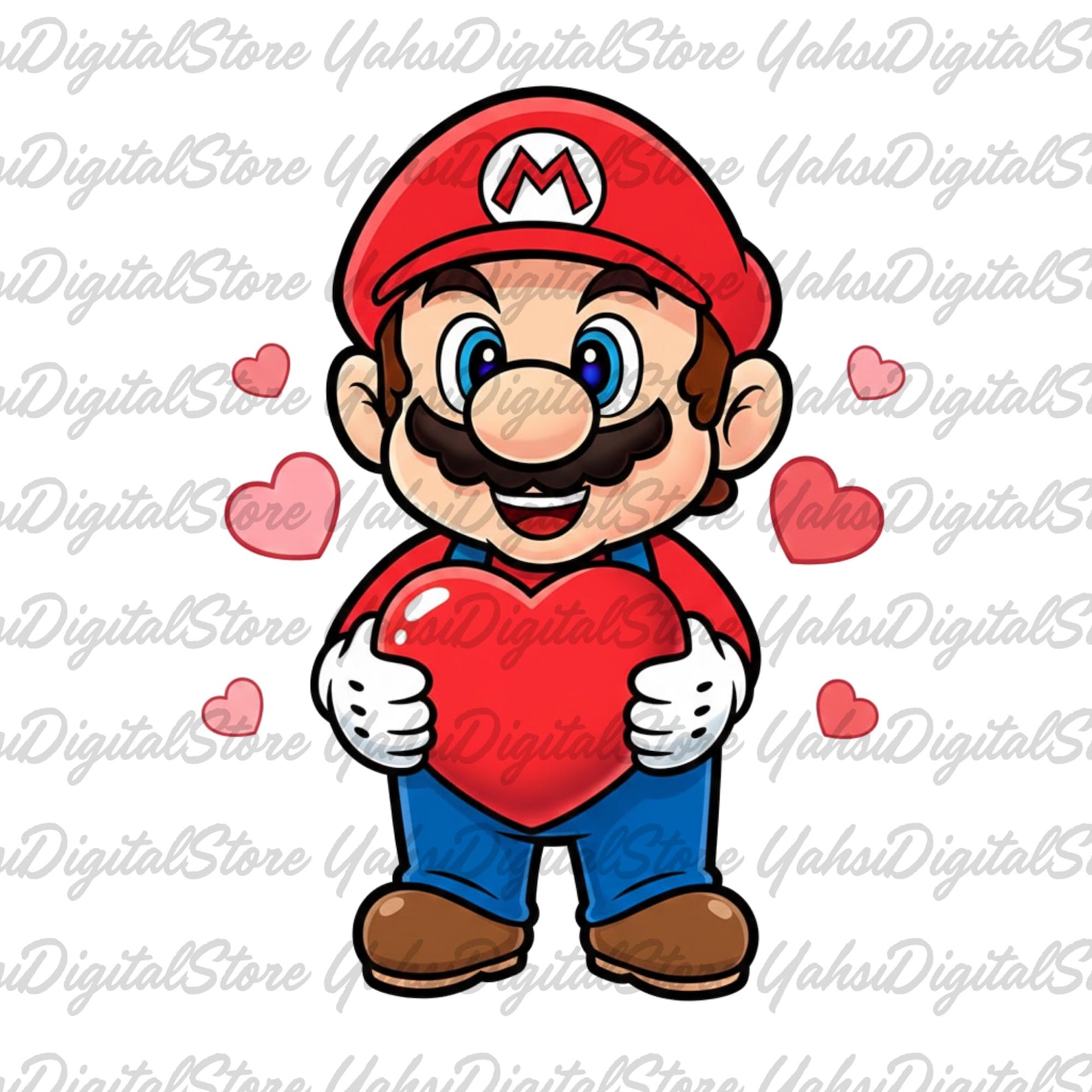 Valentine Mario PNG Cute Romantic Cartoon Design - Etsy
