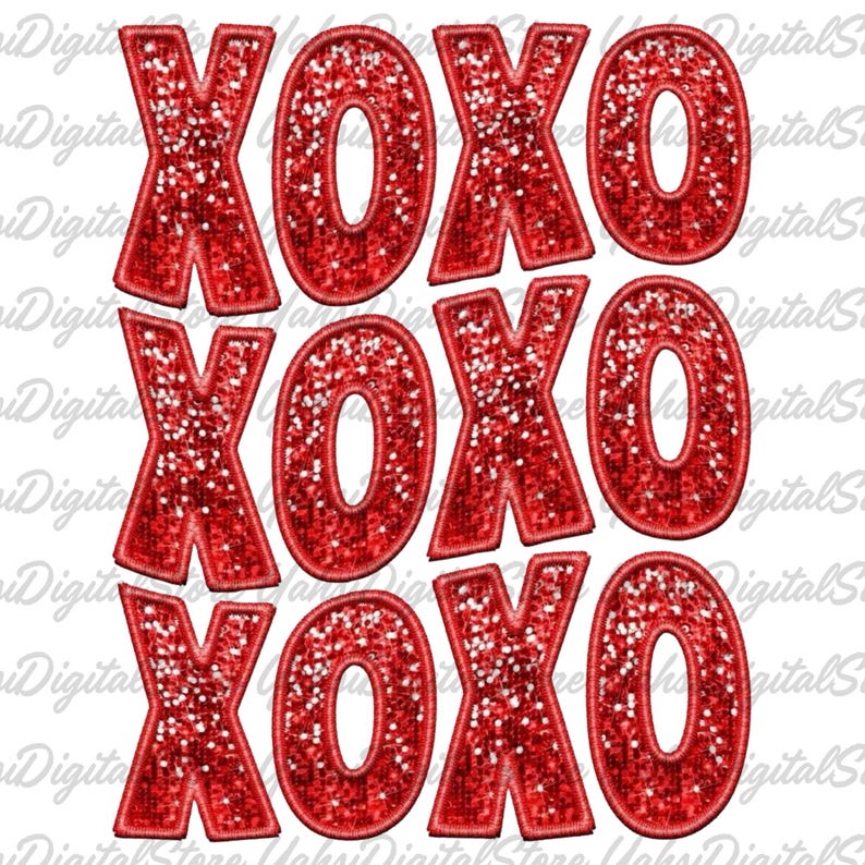 XOXO Glitter PNG, Red Sparkle Valentine Clipart, Love Lettering Design ...