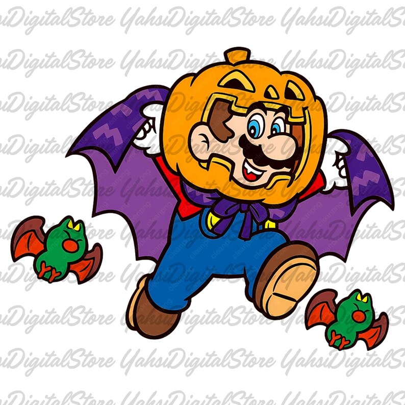 Halloween Mario PNG, Vampire Bats, Printable Clipart (digital Download ...