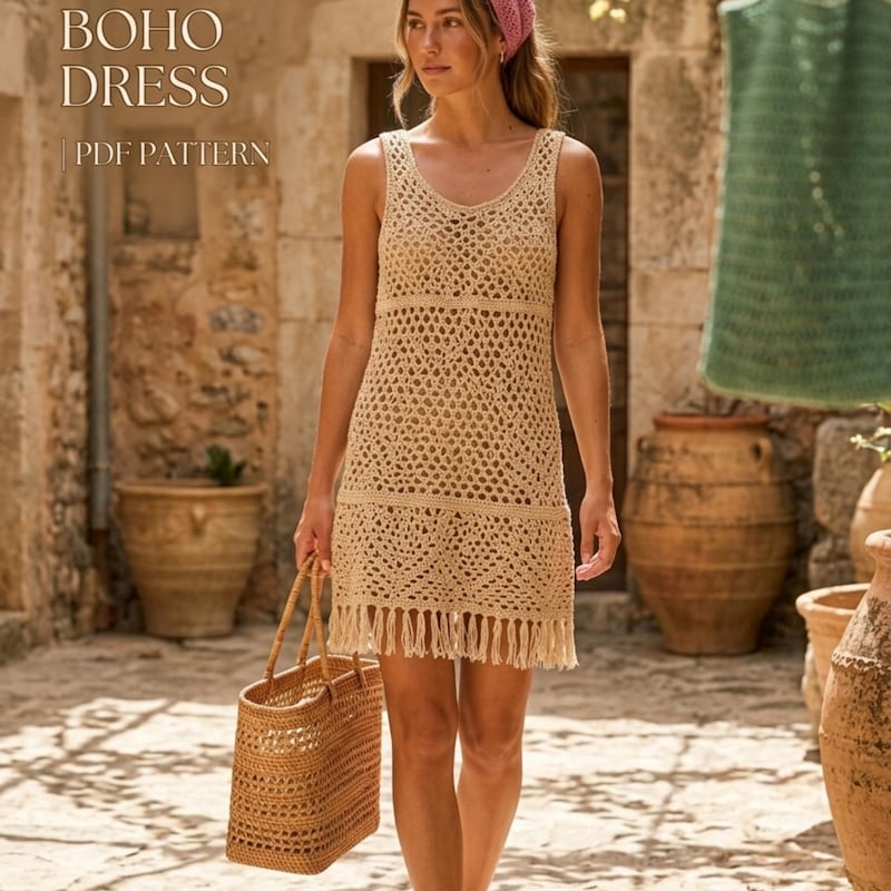 Fringe Boho Crochet Dress - Etsy