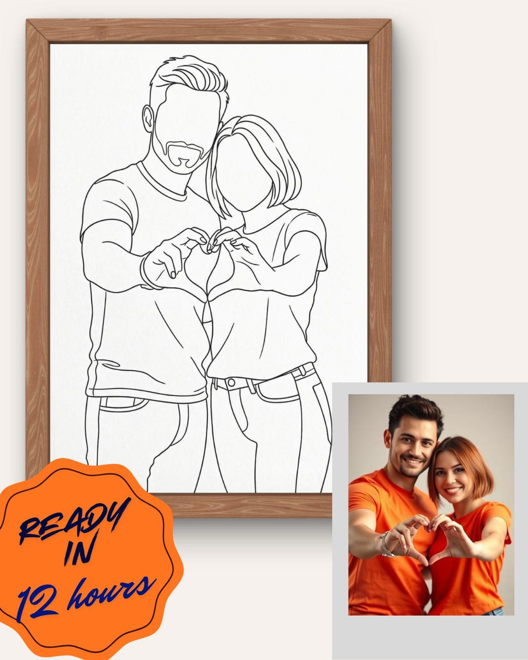 Custom Family Portrait From Photo, Faceless Line Art Illustration ...