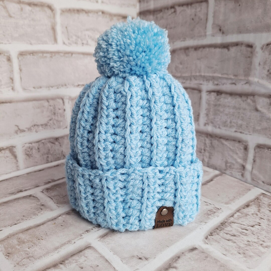 Baby Girl Pink /baby Boy Blue Soft Hand Crocheted Snuggle Hat Perfect ...