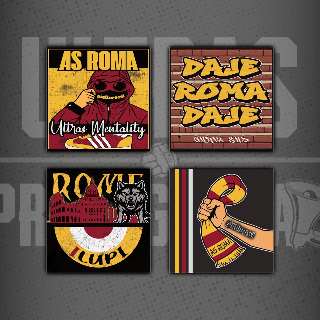 AS Roma Stickers Digital | Ultras Design | 4 Football Stickers ...