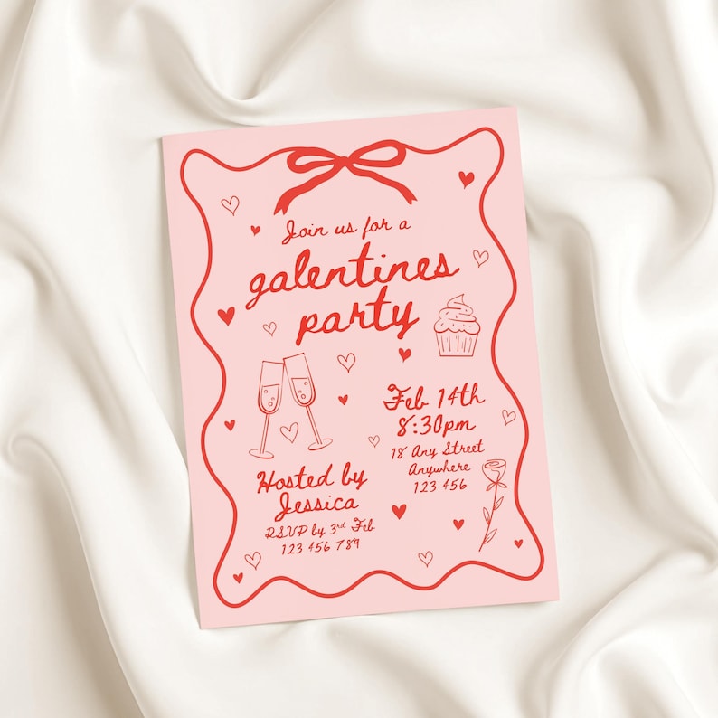 Galentine's Day Party Invitation Template, Valentines Party Girls Night ...