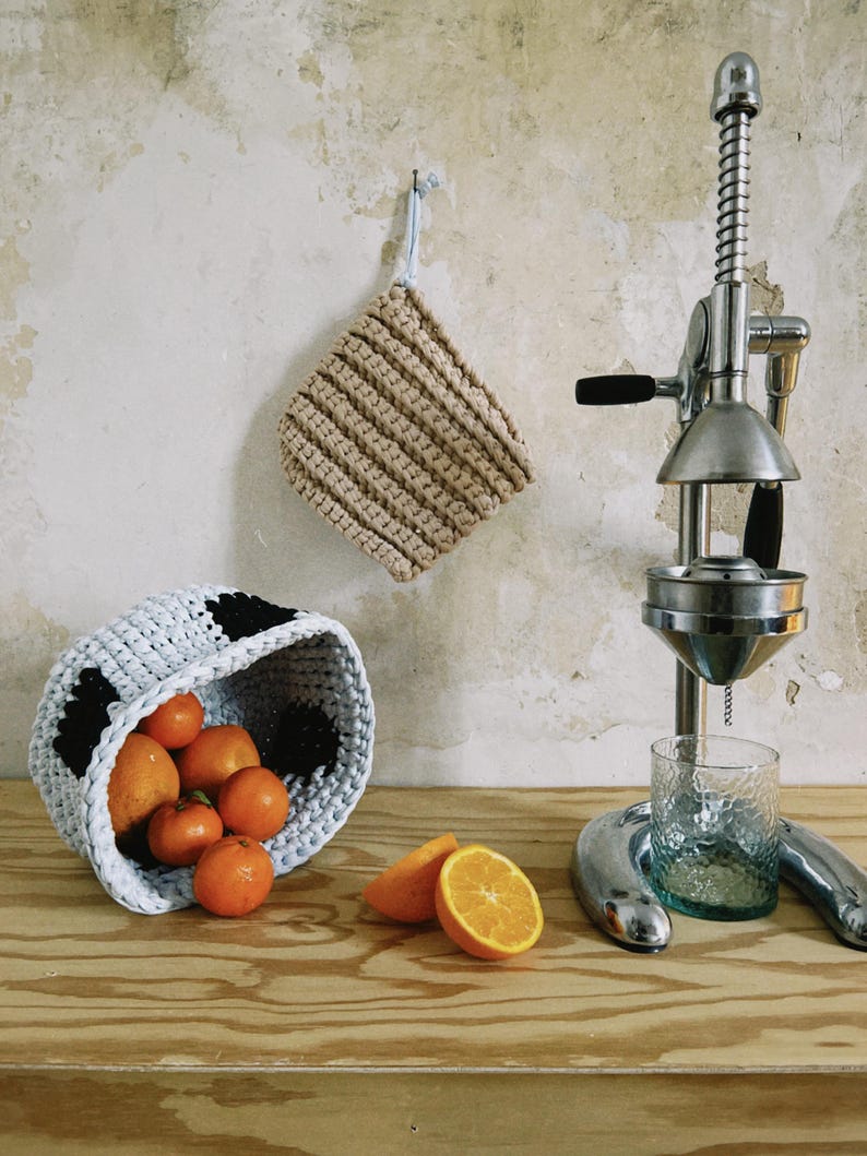 Chunky Häkelkorb BABY BLUE - Aus Recyceltem Textilgarn – Handmade ...