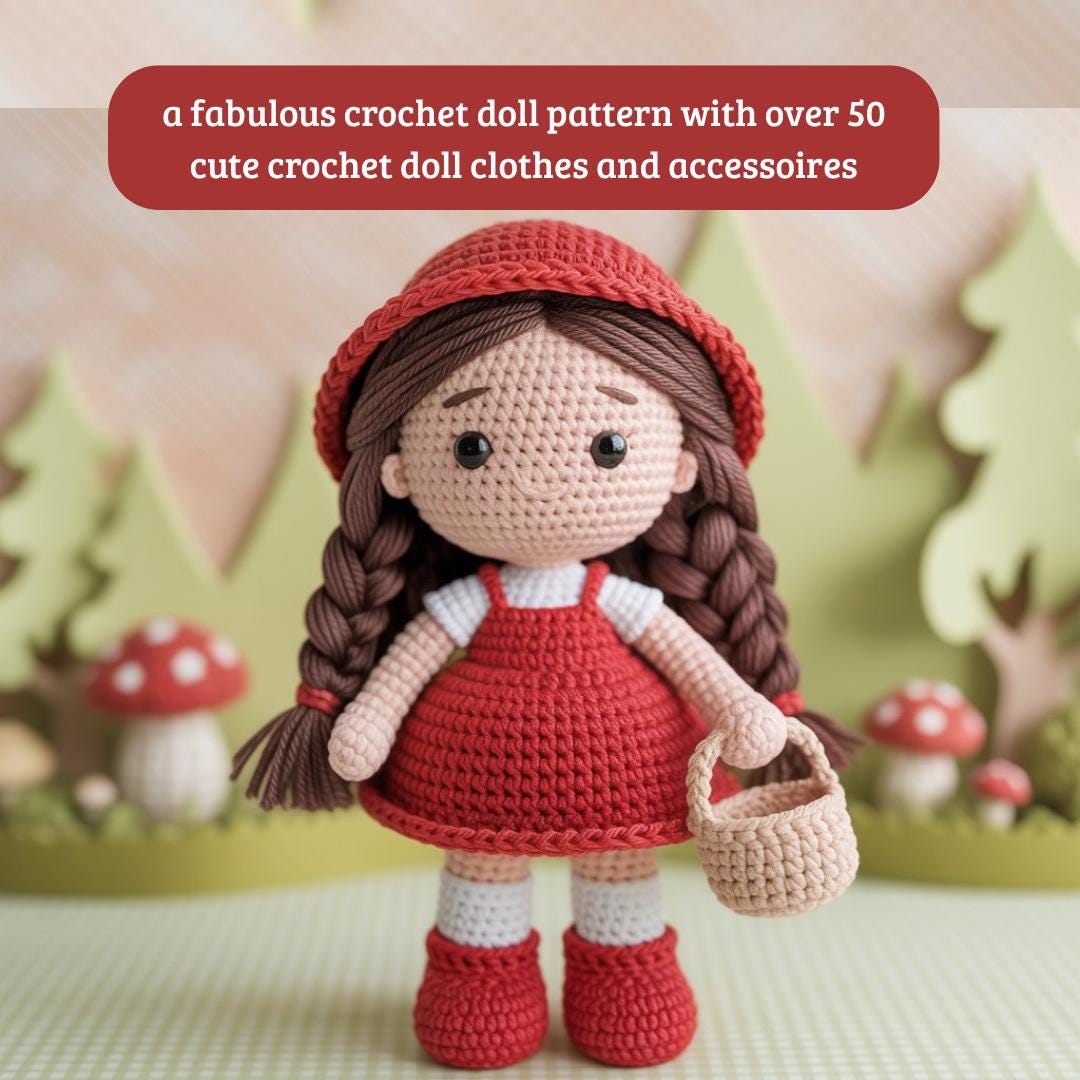 Crochet Doll Pattern With Over 50 Cute Crochet Doll Clothes and ...