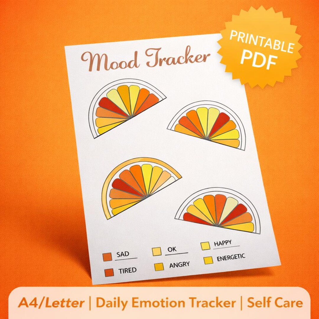 Citrus Mood Tracker Printable | Daily Emotion Log (A4 & US Letter PDF ...