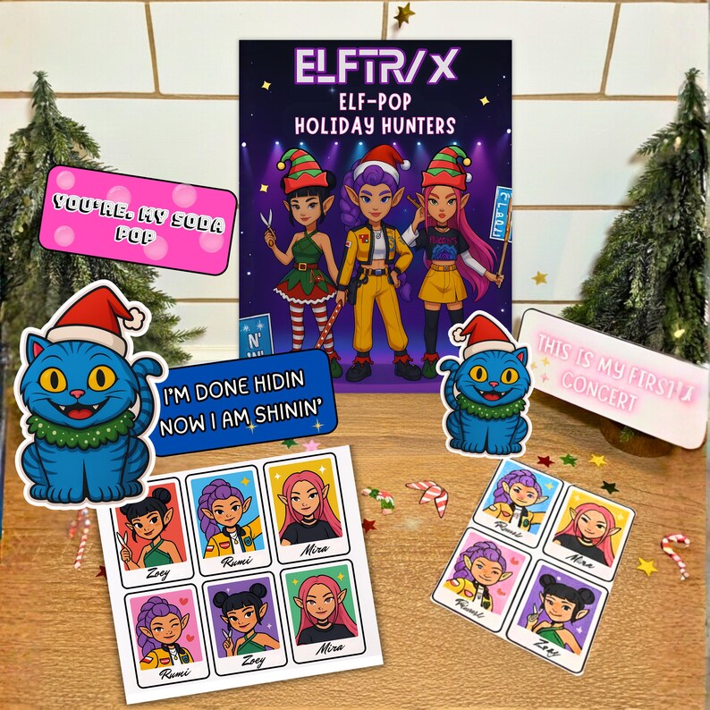 Kpop Elf Props Printable Kit, Elf-pop Holiday Hunters Elf Scene, K-pop ...