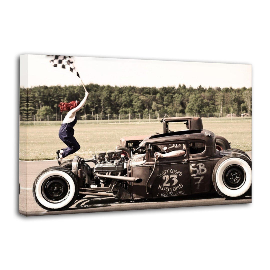 Hot Rod Drag Racing Poster Wall Art Paint Canva Gift Living Room Print ...