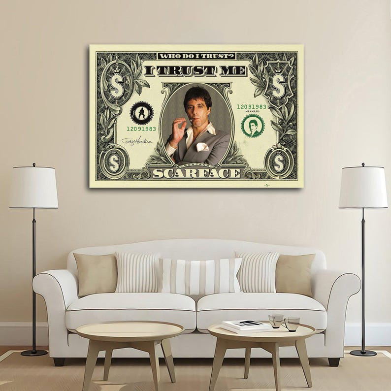 Al Pacino Scarface Tony Montana Dollar Poster Wall Art Paint Canva Gift ...