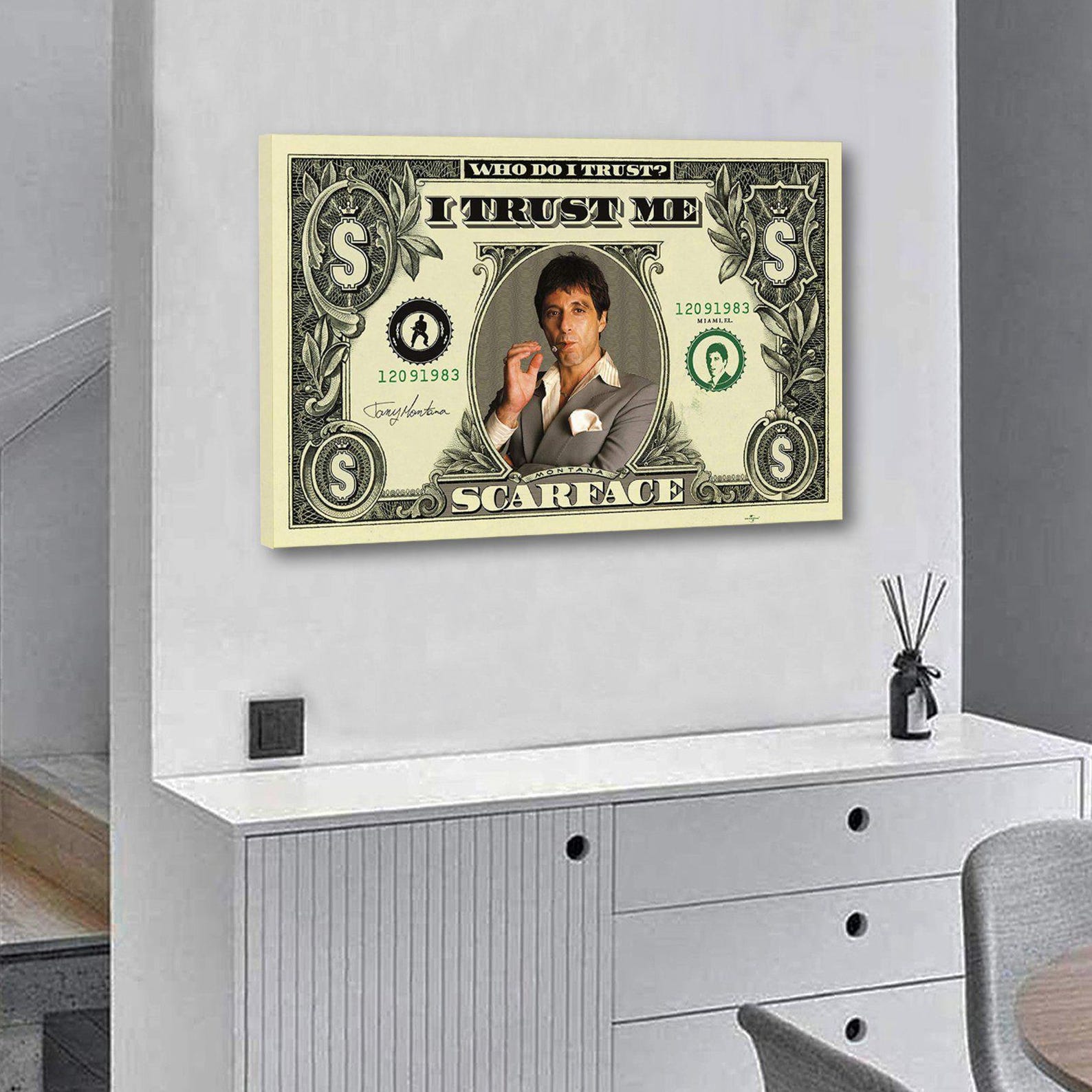 Al Pacino Scarface Tony Montana Dollar Poster Wall Art Paint Canva Gift ...