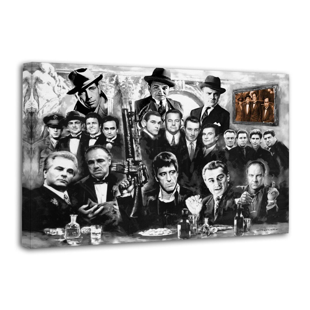 Classic Movie Gangsters Godfather Scarface Poster Wall Art Painting ...