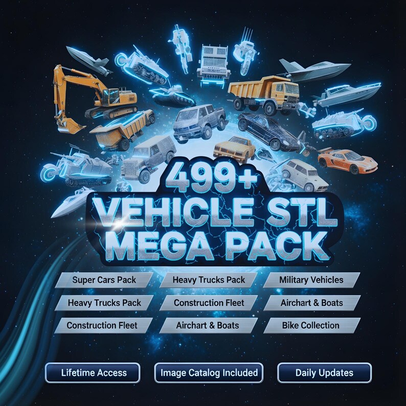 Mega Vehicle STL Bundle | 499+ Sci-fi, Cars, Trucks, Aircraft 3D Models ...