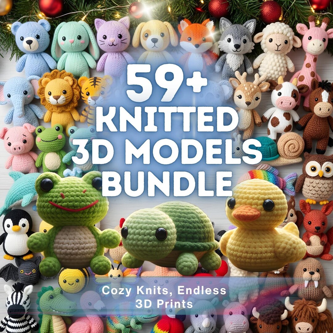 Knitted 3D Figures Mega Bundle (59+ STL & 3MF Models) | Amigurumi Style ...
