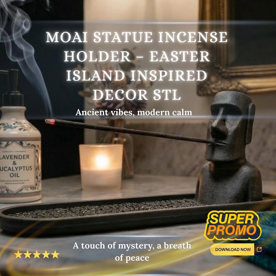 Moai Incense Holder Easter Island Statue 3D Print STL Zen Home Decor Moai Incense Holder Easter Island Statue 3D Print STL Zen Home Decor